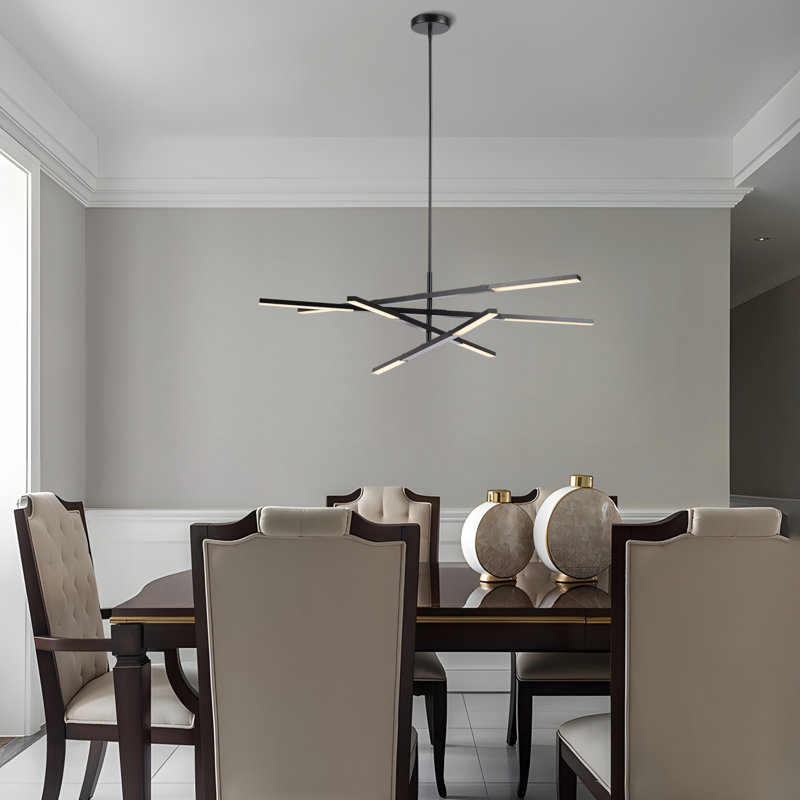 Wrought Studio™ Isgard 41.5-Watt 8-Light Integrated Led 4-Tiered Cutlass Blade Black Spectica ...